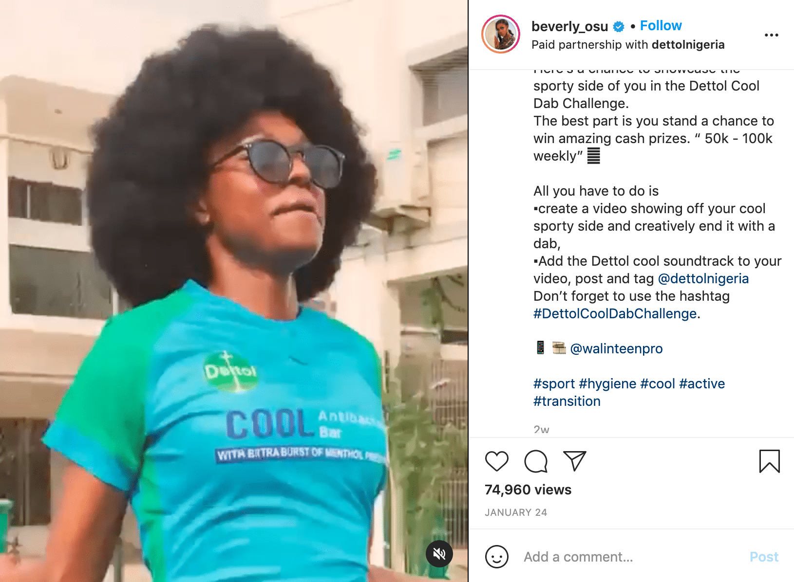Dettol Cool Dab Challenge; promote physical fitness and activities.